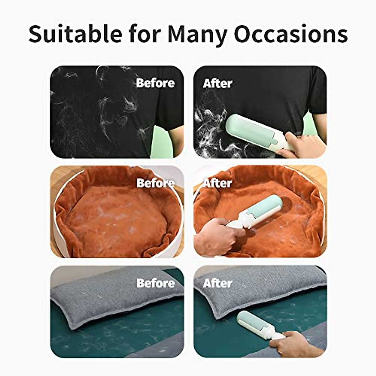 Marchul Pet Hair Remover - Reusable Cat and Dog Hair Remover for Furniture, Couch, Carpet, Car Seats and Bedding - Eco-Friendly, Portable, Multi-Surface Lint Roller & Animal Fur Removal Tool(Green)