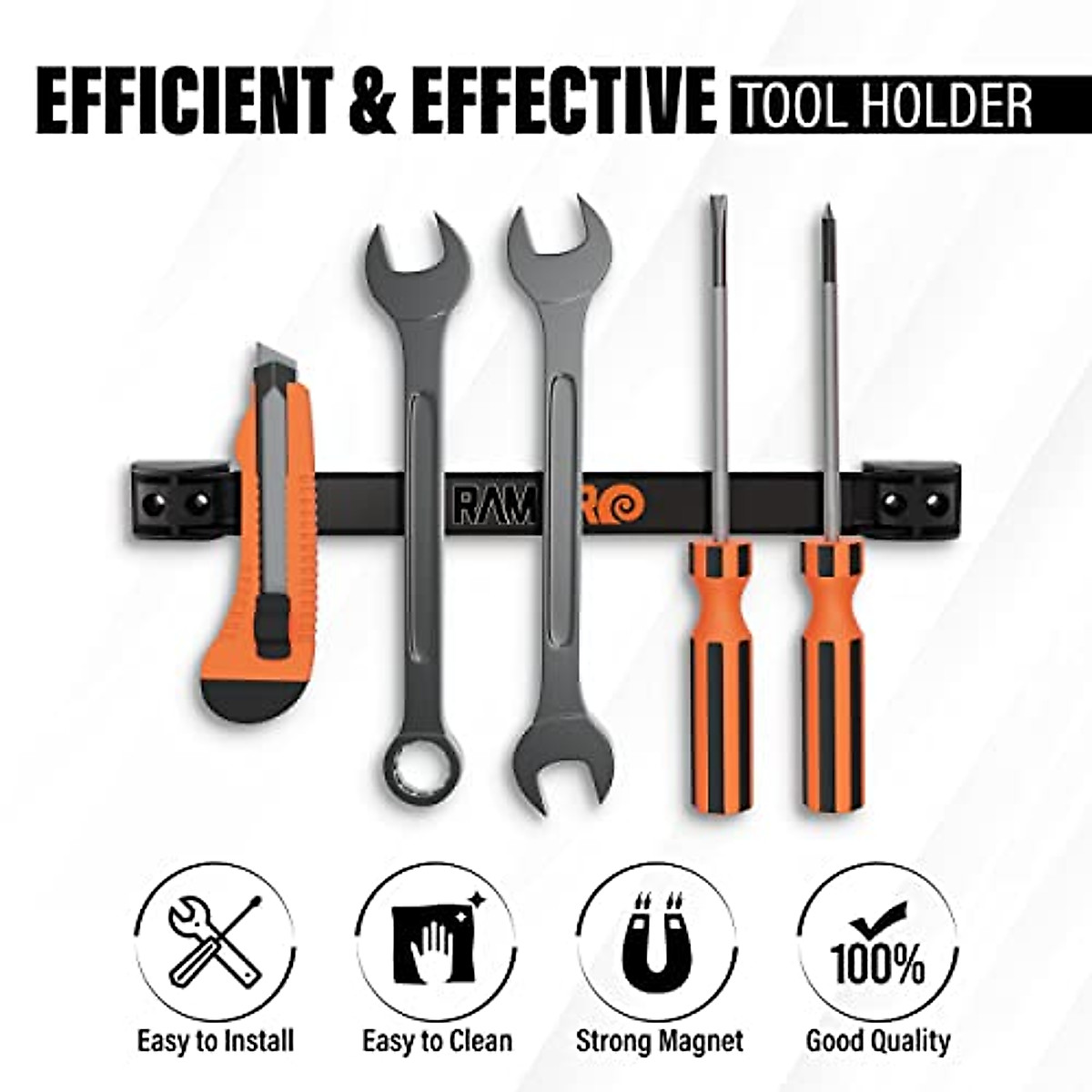 12" Magnetic Tool Holder Strip - A Tool Magnet Bar for Garage Organization, Shop Organization, and Workbench Accessories - Best Gift for Men - Easy To Install in Workshop - Mounting Screws Included.