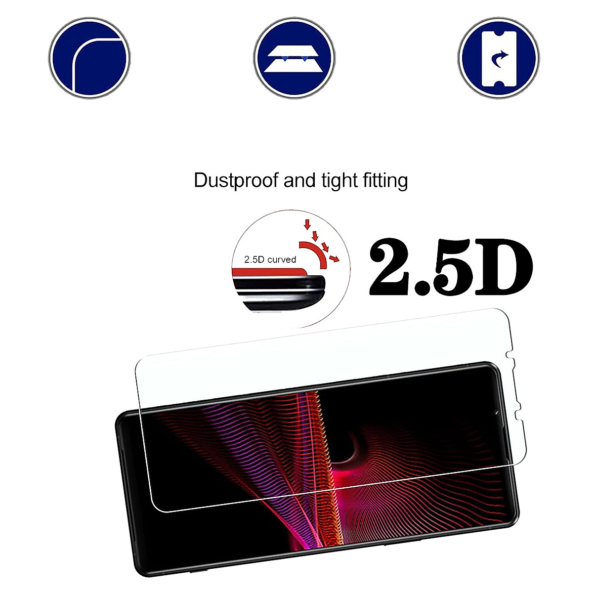 [3 Pack] KELOLIN Screen Protector for Xperia 1 III, Easy to Install, HD Anti-Scratch Anti-Fingerprint No-Bubble Tempered Glass Screen Protector Compatible with Xperia 1 III