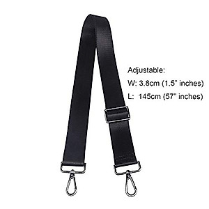 Adjustable Handbag Strap Replacement Guitar Style Canvas 57 Inches Crossbody Strap for Shoulder Bag (Black-02)