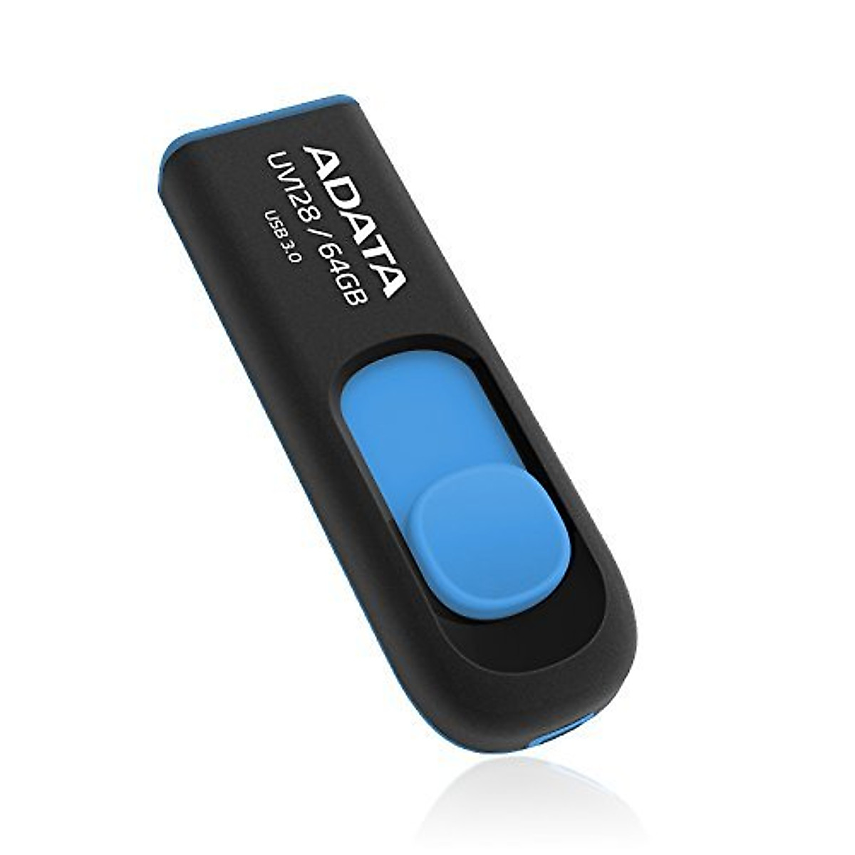 ADATA UV128 64GB USB 3.0 Retractable Capless Flash Drive, Blue (AUV128-64G-RBE)