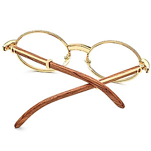 HEPIDEM 100% Really Buffalo Horn Handmade Glasses Frames Luxury 720pcs Diamonds Buffs Eyeglasses 7550179 (7550179 Wood Frame)