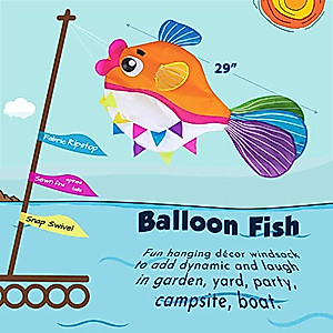 emma kites 29-inches Balloon Fish Windsock Hanging Décor for Garden Backyard Balcony Porch Campsite Decoration