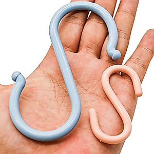 Maydahui 16 Pieces S Shape Plastic Hook Set of 8 Big Size 8 Small Size in Pink Green Blue for Storage Room Kitchen Bathroom