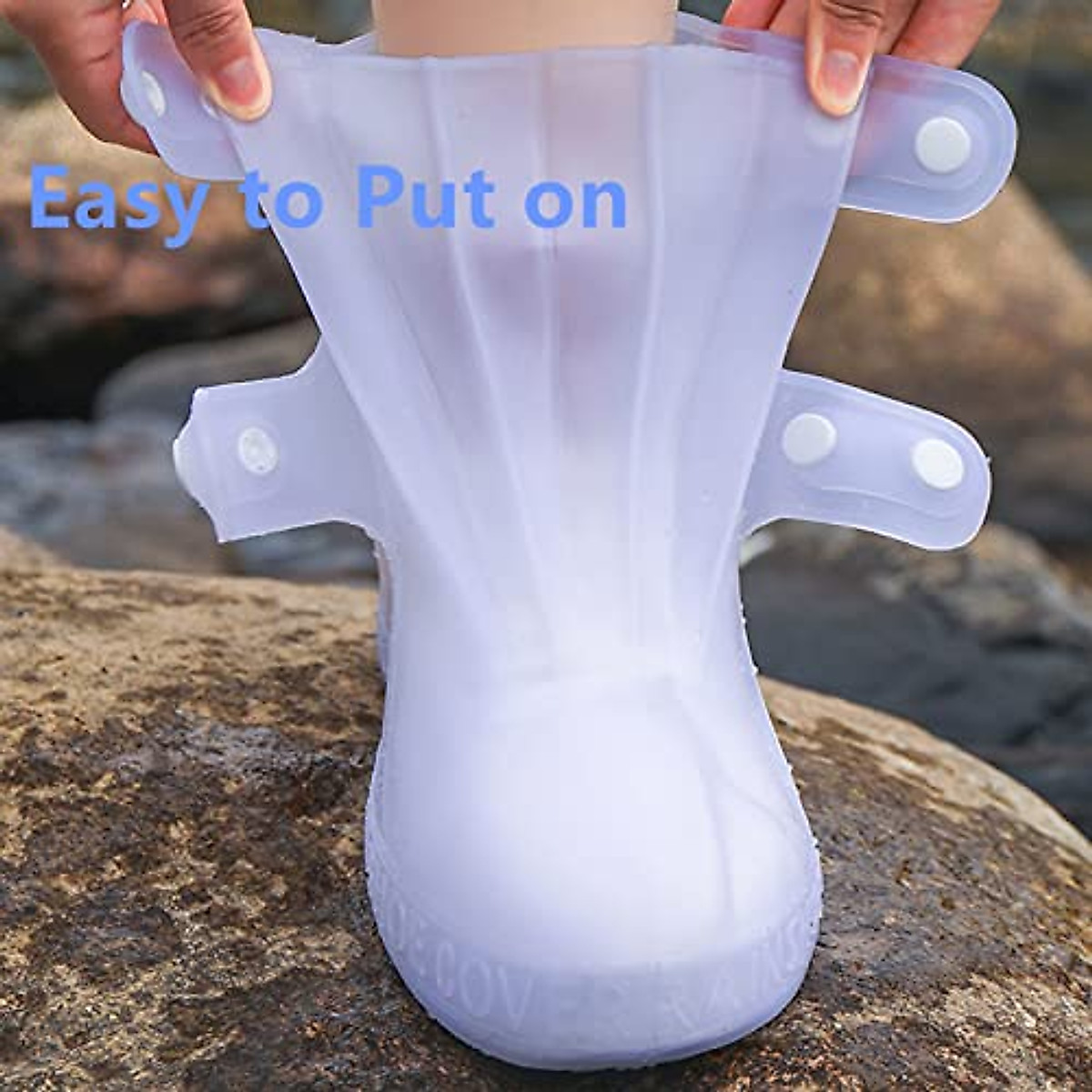 DARAEKJ Waterproof Shoe Covers, Reusable Rain Shoe Covers Waterproof,Non Slip Durable Silicone Shoe Covers Waterproof for Men and Women (XXL (Women 7.5-9, Men 7-8.5), Grey)