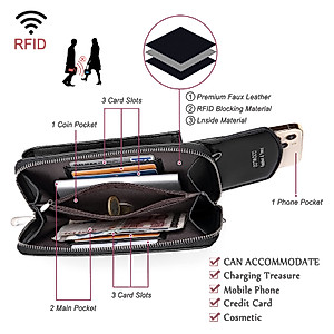 Crossbody Phone Purse for Women KINOUCHI Leather Shoulder Bag RFID Blocking Fashion Cell Phone Wallet with Cellphone Lanyard