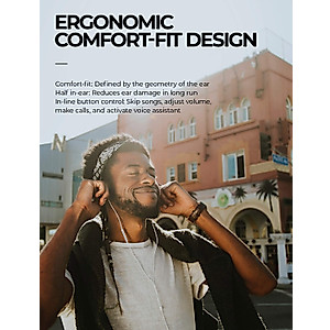 Linklike Earbuds in-Ear Headphones Deep Bass Wired Earbuds with Mic Noise Isolating Hi-Res Quad Drivers Earphones Volume Control Ear Bud Tips Lightweight 3.5mm for iPhone Samsung Laptops