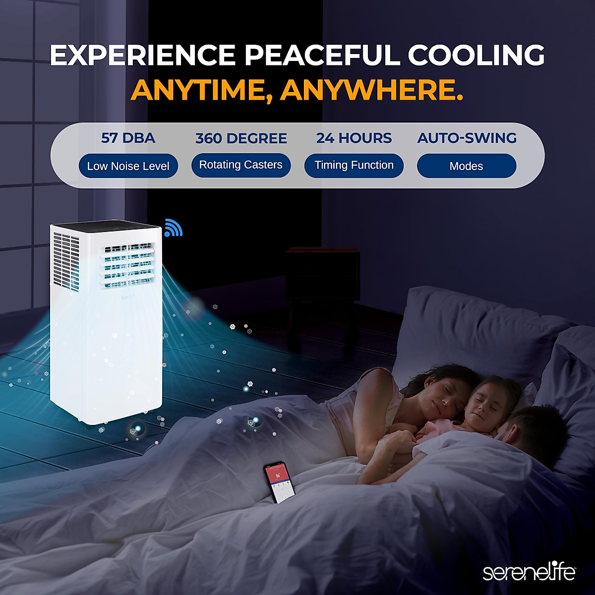 SereneLife SLPAC805W.6 Portable Air Conditioner-Compact Home A/C Cooling Unit with Built-in Dehumidifier & Fan Modes, Includes Window Mount Kit (8,000 BTU), White