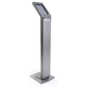 Displays2go Locking Tablet Floor Stands, Compatible w/ 9.7" iPad, ADA Accessible – Silver (ADAIP97SV)