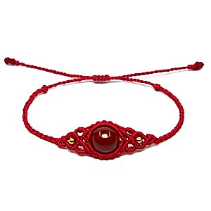Handmade Red String Bracelet with 10mm Red Agate Bead - Good Luck and Protection - Ideal Gifts for Women, Teen Girls, Mother-Daughter, Couples, Sisters, and Friends (RuYi Knot 10MM Agate 1PC)
