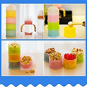 Formula Dispenser, Kidsmile Twist-Lock Stackable On-The-Go BPA Free Milk Powder Box Baby Food Storage Container Snack Cups for Toddlers - 4 Feeds, no Powder Leakage