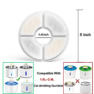 SAMANIJA 8-Pack Cat Water Fountain Filters for 81oz/2.4L Automatic Pet Round Fountain Filter Replacement Activated Carbon Filters