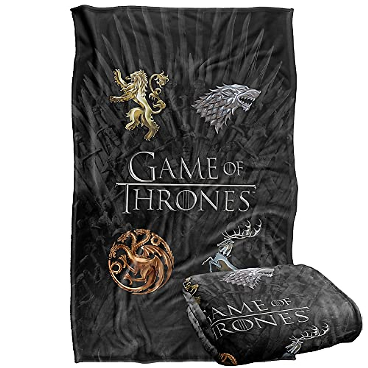 Game of Thrones Blanket, 36"x58", Chrome House Sigils, Silky Touch Super Soft Throw Blanket