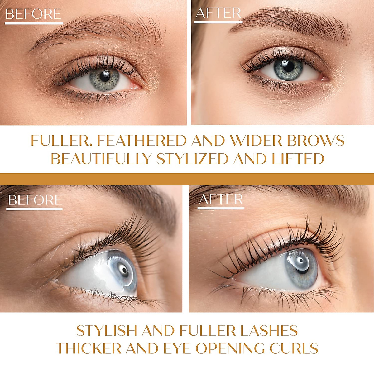 Nadeu Beautycare Eyebrow Lamination Kit & Lash Lift Kit Deluxe Set - Includes Beauty Brushes & Tools - Fuller Feathered Eyebrows & Curled Lashes - DIY at Home for Gorgeous Lifted Lashes & Trendy Brows