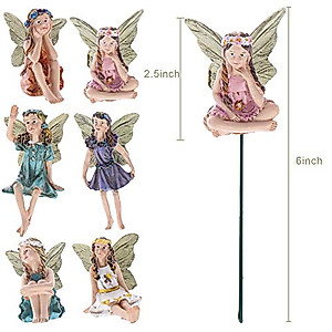 JiaUfmi 6-Pack Flower Fairy Pixie Fly Wing Miniatures Resin Flower Fairy Figures Figurines Fairy Garden Accessories Dollhouse Ornament Garden Decoration