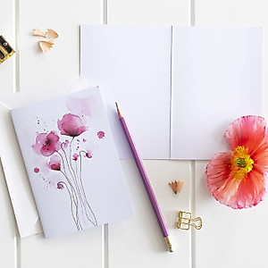 Colour Up Your Day Cute Watercolor Botanical Greeting Cards Box of 24 cards with Envelopes and Seal Stickers. All Occasion Blank Thank you cards, Appreciation, Birthday, Sympathy