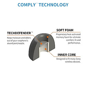 COMPLY Foam Ear Tips for Sony TrueWireless WF-1000XM4, WF-1000XM3, WF-XB700, Ultimate Comfort | Unshakeable Fit | Assorted, 3 Pairs