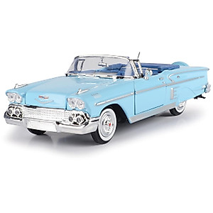 1958 Chevrolet Impala Convertible, Blue - Motormax Premium American 73267 - 1/24 Scale Diecast Model Car