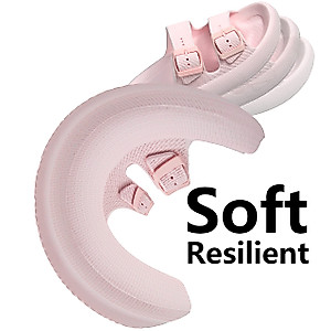 Weweya Double Buckle Slides For Women Pillow Slippers Adjustable Eva Slip On Wide Width Slides Sandals Light Pink Women Size 11 11.5