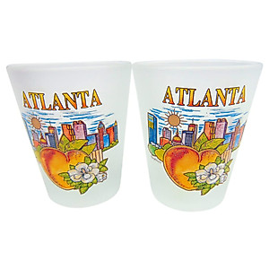 Westmon Works Atlanta Georgia Shot Glass Set with Two of the Same Glasses Souvenir Pack