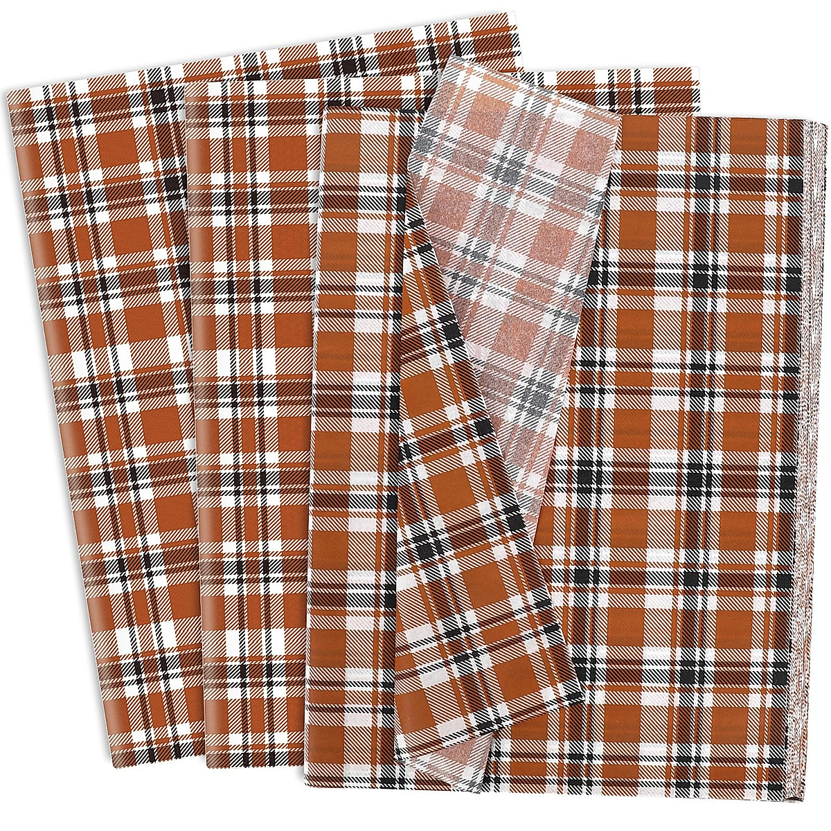 Whaline 100 Sheets Fall Tissue Paper Folded Flat Buffalo Plaid Wrapping Paper Thanksgiving Gift Wrapping Paper Rustic Art Paper for Home DIY Gift Bags Party Favor Autumn Decorations, 14 x 20inch