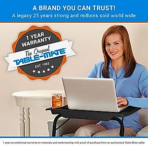 Table Mate II TV Tray Table - Folding TV Dinner Table, Couch Table Trays for Eating Snack Food, Stowaway Laptop Stand, Portable Bed Dinner Tray - Adjustable TV Table with 4 Set Angles, Silver