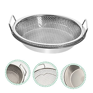 SHOWERORO 1 Set Mesh Drain Pan Barbeque Grill Plate Vegetable Drainer Fried Food Draining Rack Barbecue Grill Tray Smokeless Roasting Pan Roasting Tray Fruit Stainless Steel Egg Steamer