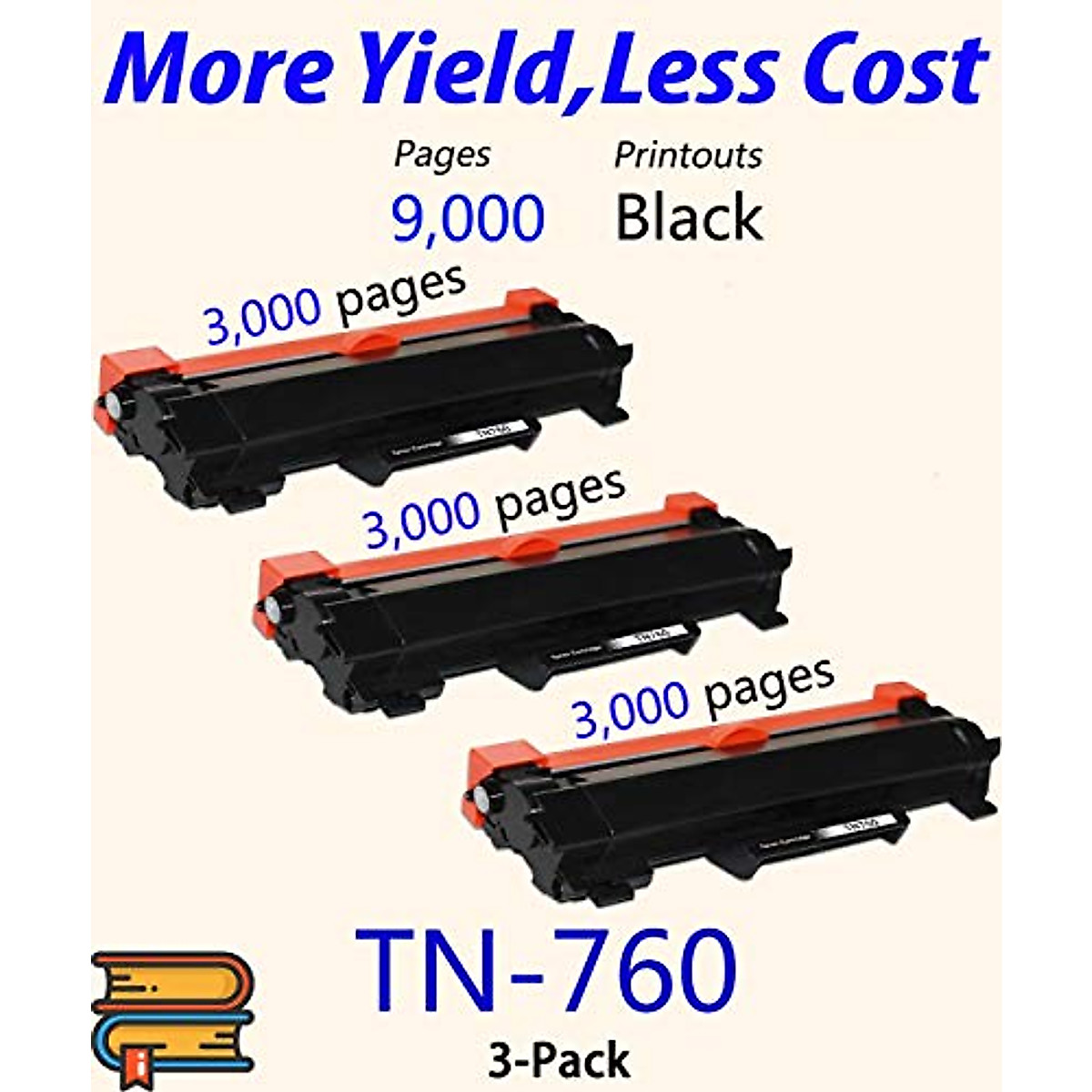 3-Pack ColorPrint Compatible TN760 Toner Cartridge Replacement for Brother TN-760 TN-730 TN730 Work with HL-L2350DW HL-L2395DW HL-L2390DW HL-L2370DW MFC-L2750DW DCP-L2550DW Laser Printer (Black)