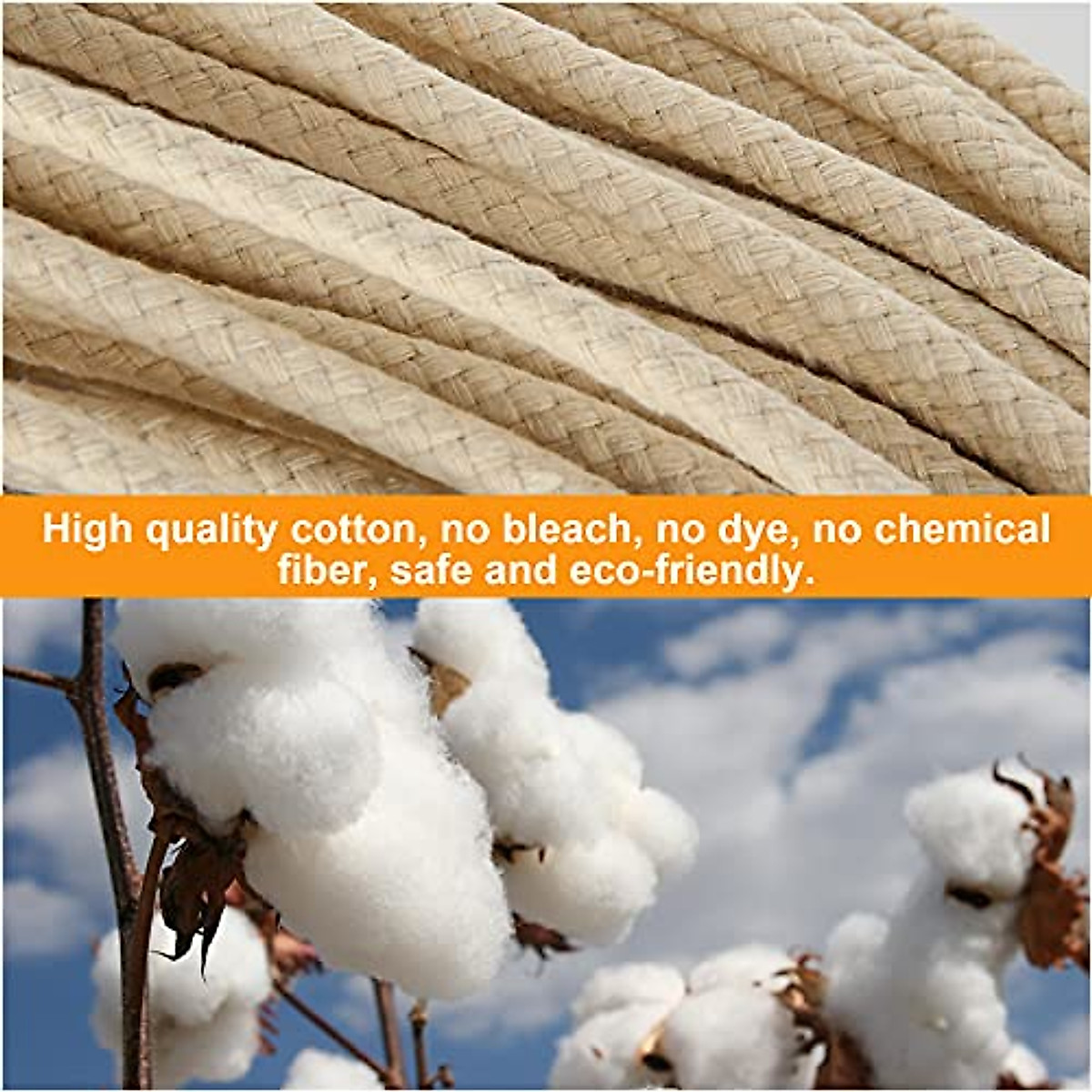 328Ft Cotton Clothesline Rope 1/4 Inch White Cotton Rope Craft Clothesline Cord Craft Heavy Duty Wall Hanging Rope, Soft Clothes Line Rope