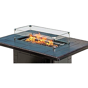 Hiland AWS-RT30 Fire Pit Glass Wind Screen, Rectangular, Clear