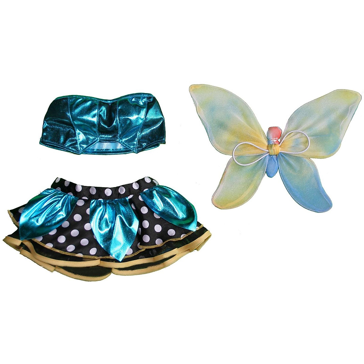 Polka Dot Butterfly Outfit with Yellow Bows Fits Most 14" - 18" Build-a-bear and Make Your Own Stuffed Animals