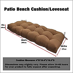 Kunste Patio Furniture Cushions Sets Tufted Wicker Settee Bench Cushions Indoor Outdoor 1 Loveseat 2 Seating Cushions Light Coffee