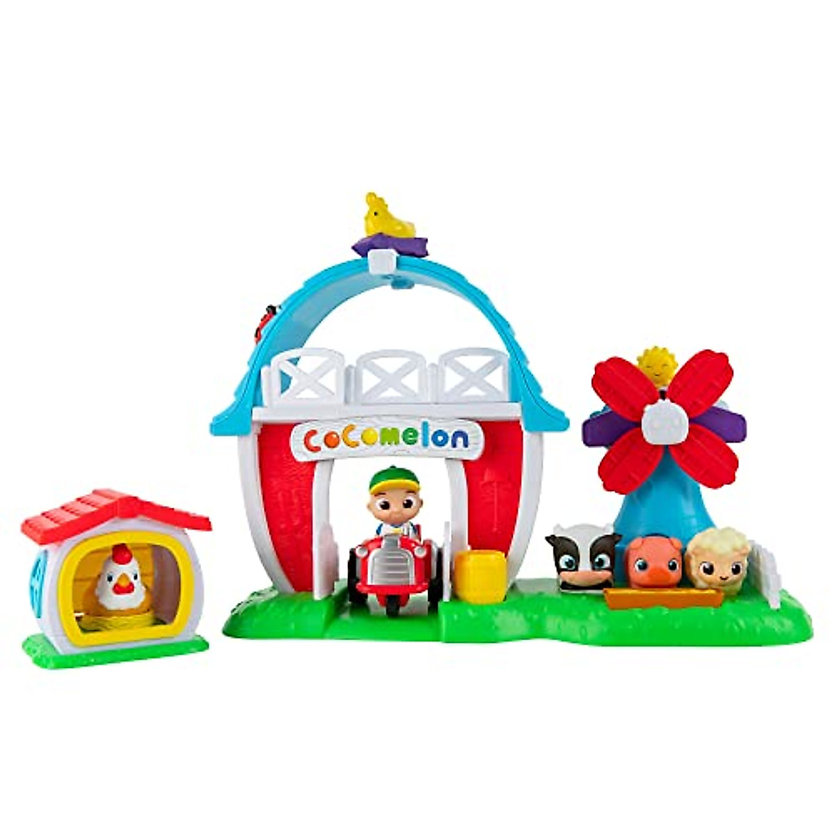 CoComelon Petting Farm Playset - Features a Farmer Figure JJ, Barn Animals, Barn Facade with Windmill, Hen House, Tractor - Sounds and Phrases - Musical -Toys for Kids, Toddlers, and Preschoolers