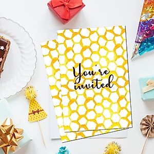 Soiceu Cute Bee-Day Bee 1st Birthday Invitations with Envelopes Set of 20 Watercolors Beehive Bee 1 Year Old First Birthday Party Invites