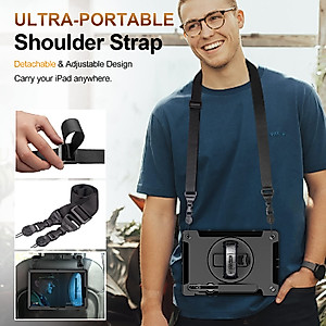 Case for Samsung Galaxy Tab S8: Military Grade Heavy Duty Shockproof Protective Cover for Galaxy Tab S8 2022 /Tab S7 11 Inch Rotating Stand - Handle - Shoulder Strap - S-Pen Holder - Black