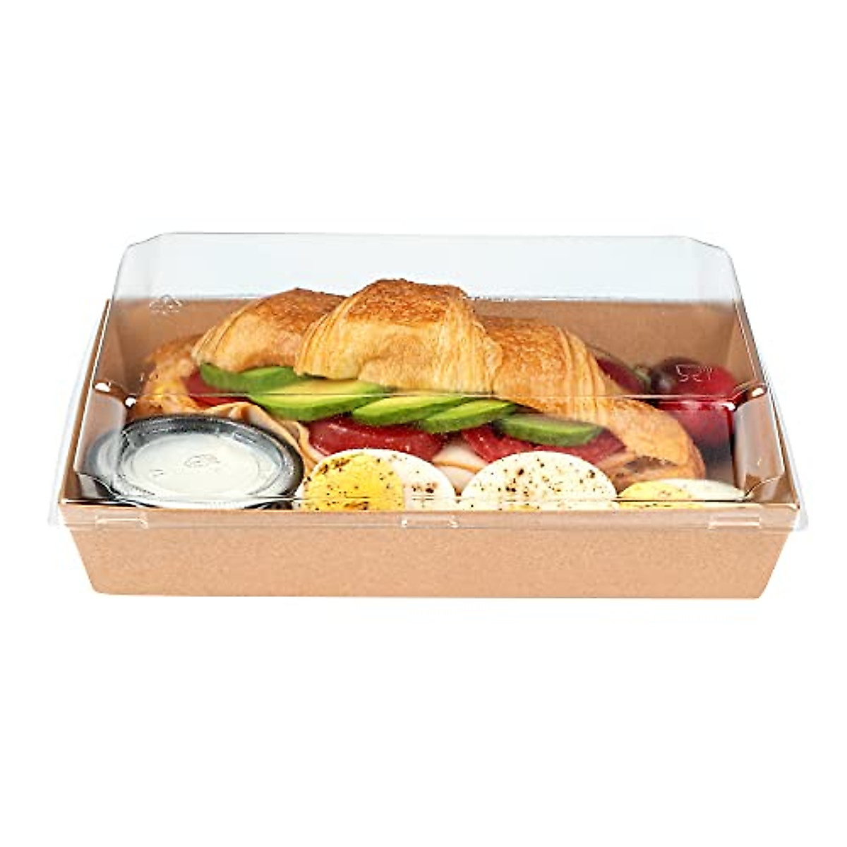 Restaurantware Matsuri Vision 8 x 5 x 1.5 Inch Medium Sushi Trays 100 Greaseproof Sushi Packaging Boxes - Lids Sold Separately Disposable Kraft Paper Sushi Containers For Entrees Or Desserts