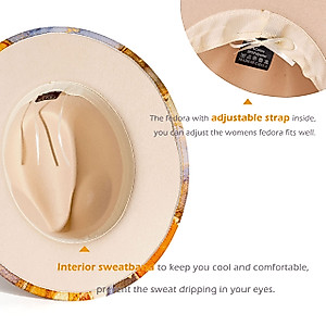 Gossifan Tie-dye Wide Brim Fedora Hats for Women Multicolor Felt Panama Hat Olive Yellow