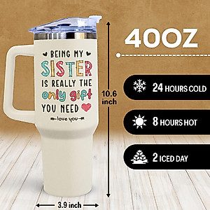 Sister Gifts from Sister, Brother - Sister Birthday Gift Ideas - Sister Birthday Gifts, Christmas Gifts for Sister, Birthday Gifts for Sister - Little, Big Sister Gifts - 40Oz Tumbler with Handle