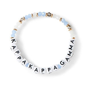 Sorority Shop Kappa Kappa Gamma Bracelet — Glass Bead Bracelet with KKG Name Beads and 18K Gold Accent Beads, Greek Sorority Jewelry for Big Little Sorority Gifts