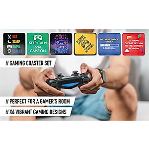 Gaming Drinks Coasters - Pack of 6 Novelty Gift for The Ultimate Gamer - Man Cave Arcade Gaming Accessories for The Perfect Computer Setup