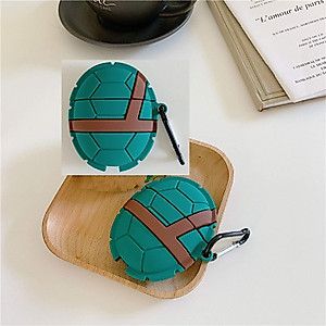 Rertnocnf Compatible with Earbuds Case Airpods 1 & 2, 3D Vivid Distinctive Turtle Shell Design Kids Girls Women Cute Animal Wireless Earphone Soft Silicone Shockproof Protector Hook