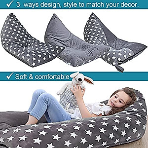 BCHWAY Stuffed Animal Storage Bean Bag Chair | 53" Extra Large Beanbag Cover for Kids and Adults, Plush Toys Holder and Organizer for Boys and Girls | Premium Velvet - Soft & Comfortabl (Stars Style)
