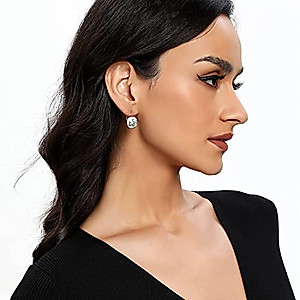 Crystals Elements Bella Drop Earrings Round for Women 18K White Gold Plated Hypoallergenic Earrings Jewelry White Crystals