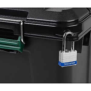 Remington 20 Gallon Loackable WEATHERTIGHT Storage Totes with Lids, Heavy-Duty Durable Stackable Containers, 4 Pack - Green Lid, Large Garage Organizing Bins, Rugged Sturdy Equipment Utility Tool Box