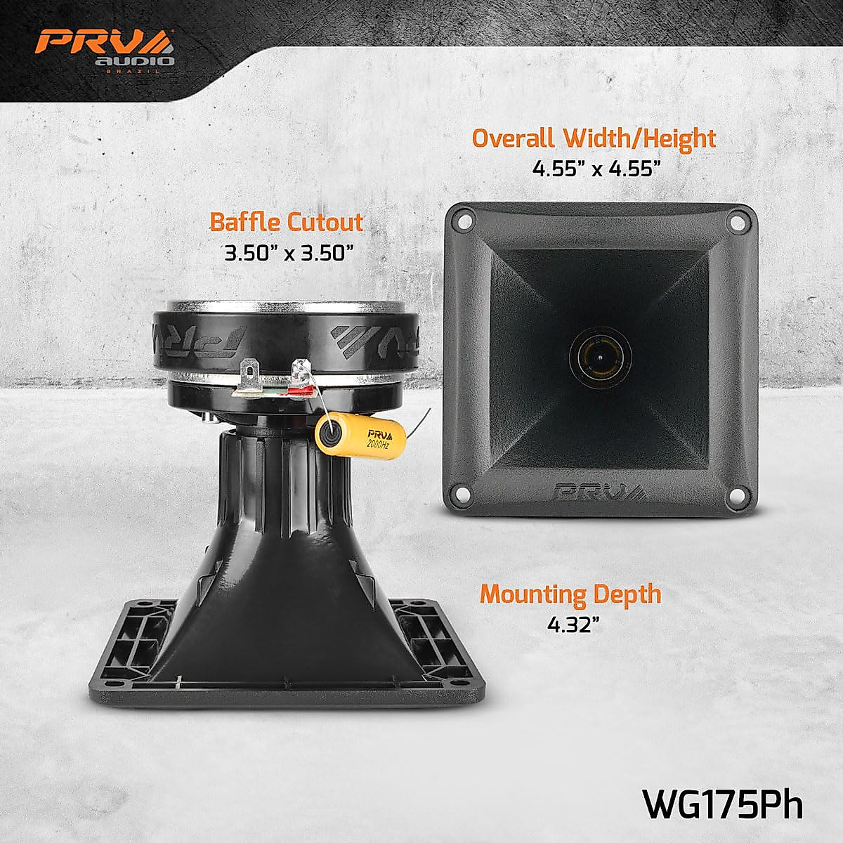 PRV AUDIO WG175Ph 1" Exit Compression Driver, 150 Watts Program Power, High Frequency, 108dB Tweeter Driver + Horn Combo - Horn Driver Car Audio