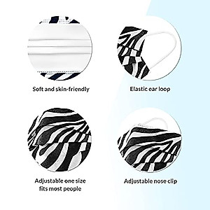 Hygenix for You Zebra 3ply Disposable Face Masks PFE 99% (Pack of 50 Pcs). Comfy & Stylish Fashion Face Masks with Adjustable Ear Loops & Nose Wire