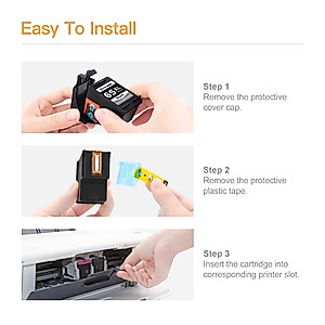 E-Z Ink (TM) Remanufactured 65XL High-Yield Ink Cartridge Replacement for HP 65 XL to use with Envy 5055 5052 5058 DeskJet 2622 2624 2652 2655 3752 3755 Printer (Black and Tri-Color, 2 Pack )