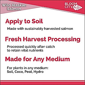 Organic Wild Fish Fertilizer and Plant Supplement, Great for Roots and Soil, Made from Sustainable Salmon, by Bloom City, Quart (32 oz)