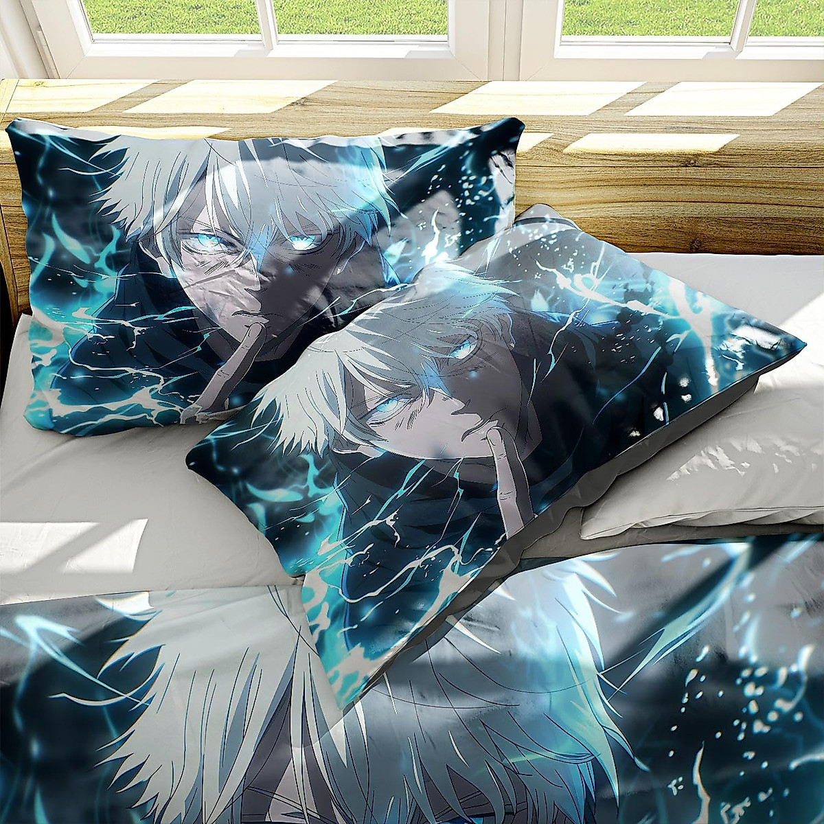 GSHLGAO Anime Duvet Cover Set, Japanese Anime Bedding Set, Anime Themed Bedroom Decoration Bed Set for Kids, Teens, Boys, and Girls, with 2 Pillowcases (image1,Twin 68x86in + 20x30in*2)
