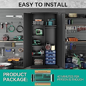 SISESOL Metal Storage Cabinets Locker with Locker Shelf, 71" Armoire Wardrobe Closet with Hanging Rod Storage Locker, Wardrobe Cabinet for Bathroom Storage Cabinet with Doors Lockers for Employees